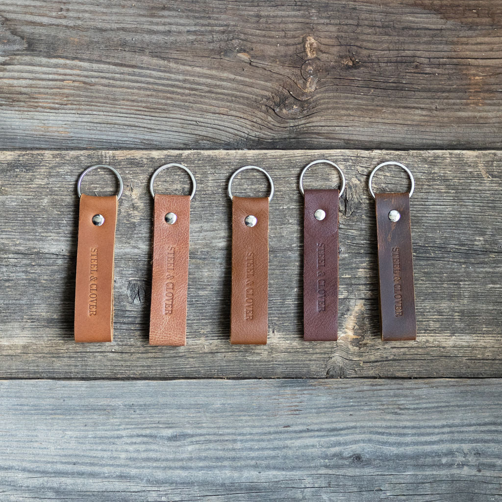 Richmond Leather Keychain – Steel & Clover